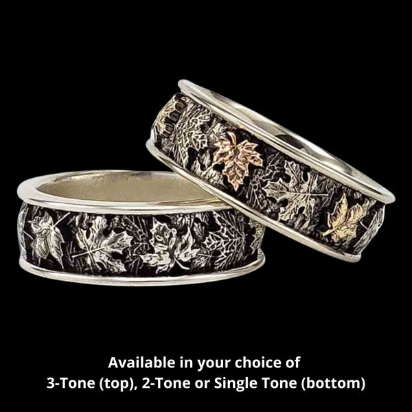 AUTUMN MAPLE TREE LEAVES BAND RING - Starting at $184 - Celtic Jewelscapes